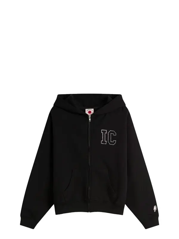 ICECREAM Crystal Zip Through Hoodie - Black
