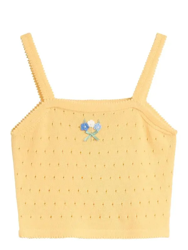 Rixo Perla Top - Floret Embroidery Yellow