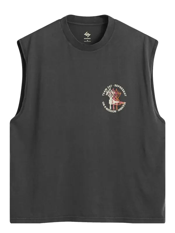 REPRESENT 247 Torch Crop Tank - Washed Black
