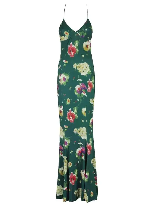 Norma Kamali Floral-pattern Maxi Dress - Green