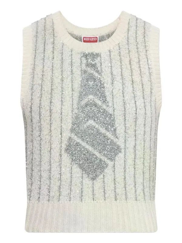 Kenzo Lurex Knitted Vest - Neutrals