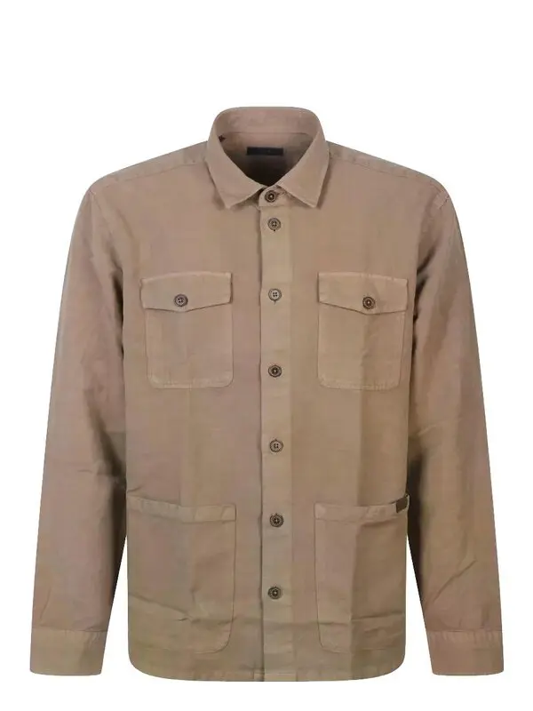 FAY Buttoned Chest-pocket Shirt - Neutrals