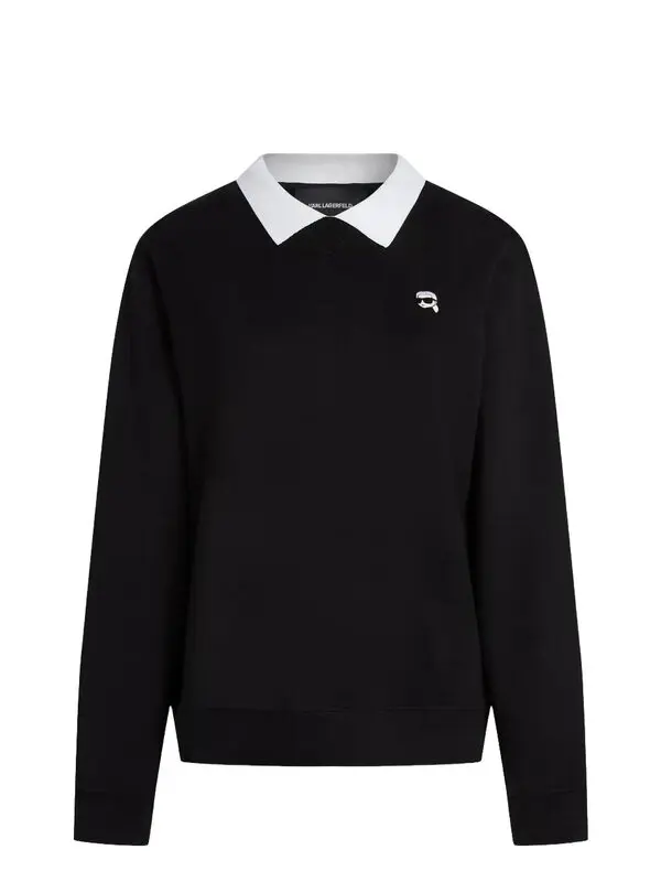 Karl Lagerfeld Ikon Collared Sweatshirt - Black