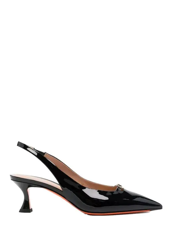 Santoni Point-toe Slingback Pumps - Black
