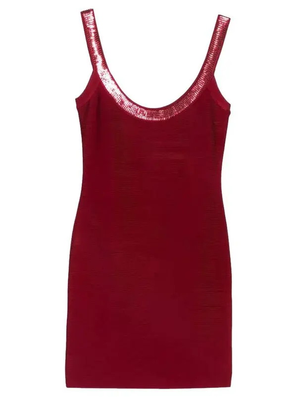 Herve Leger Sequin Strap Mini Dress - Red