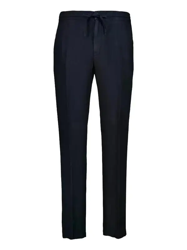 120% Lino Linen Drawstring Trousers - Blue