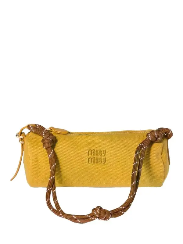 Miu Miu Gabardine Bag With Embroidered Logo - Yellow