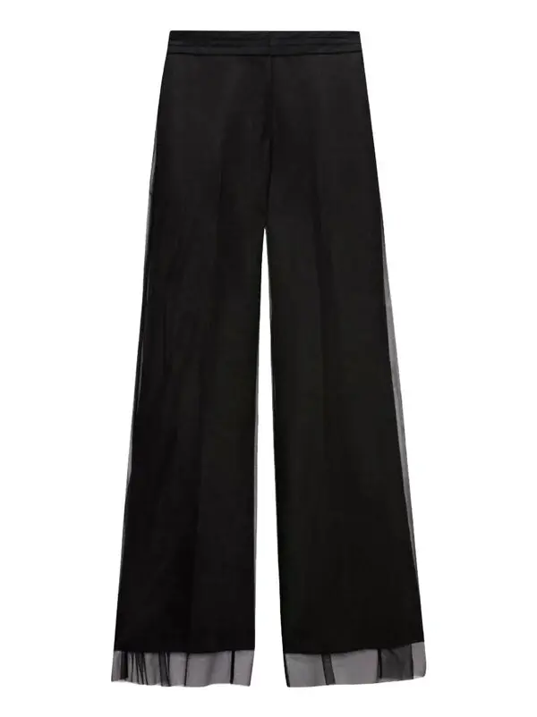 MSGM Tulle-trim Wide-leg Trousers - Black