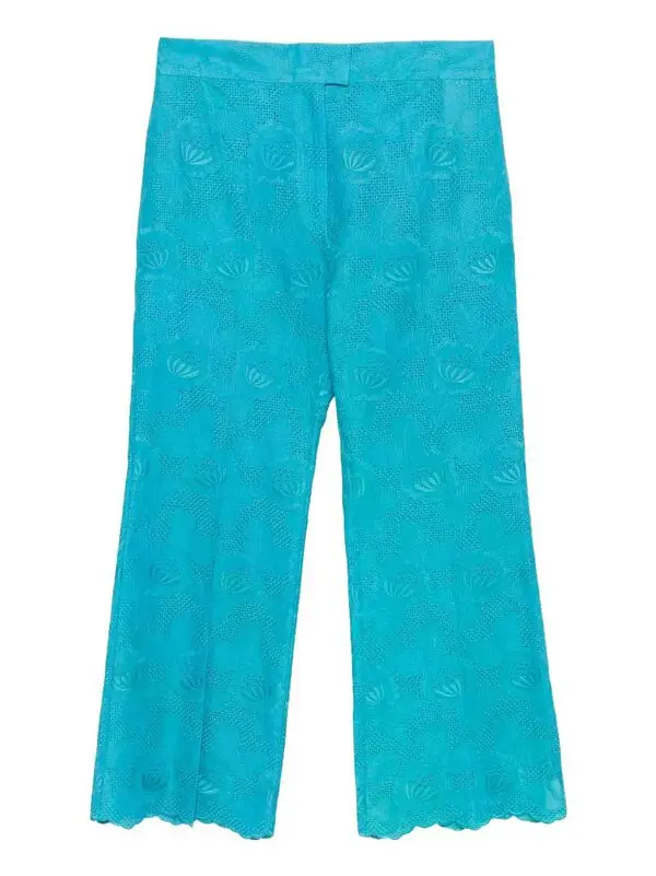 Valentino Garavani Floral-embroidered Trousers - Blue