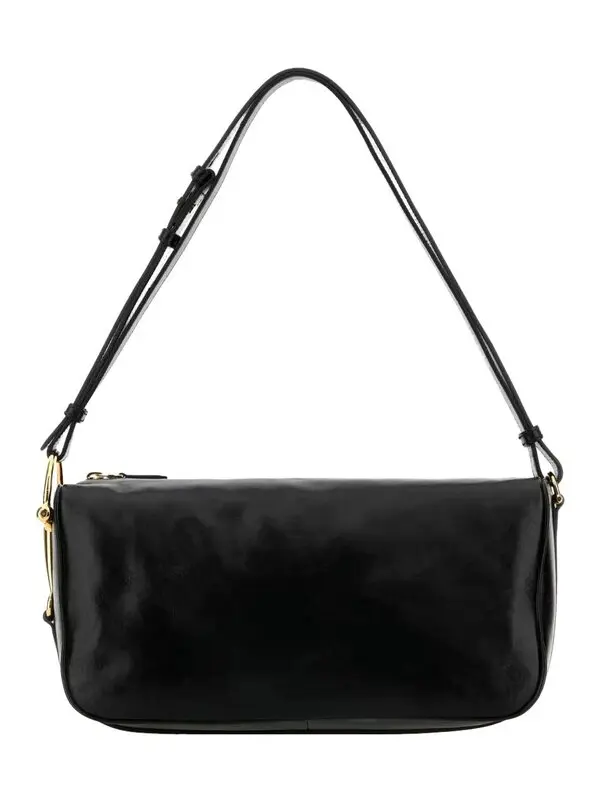 Gucci Half Horsebit Leather Shoulder Bag - Black