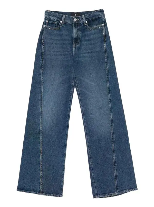 7 For All Mankind Studded-seam Denim Jeans - Blue