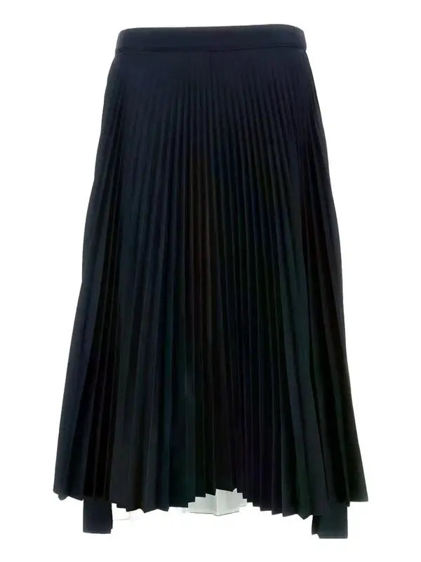 Plan C Pleated Asymmetric Midi Skirt - Blue