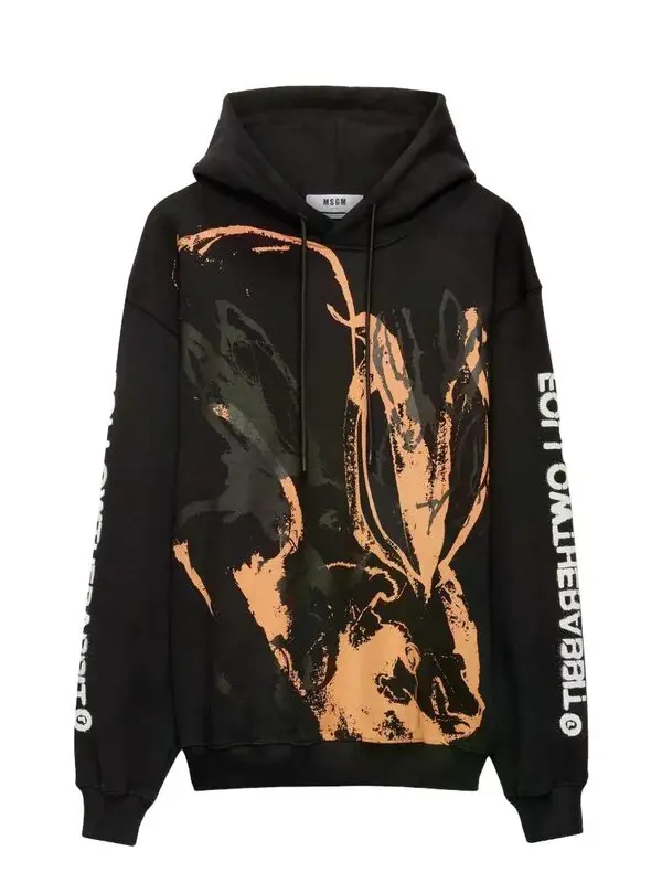 MSGM Printed Long-sleeved Hoodie - Black