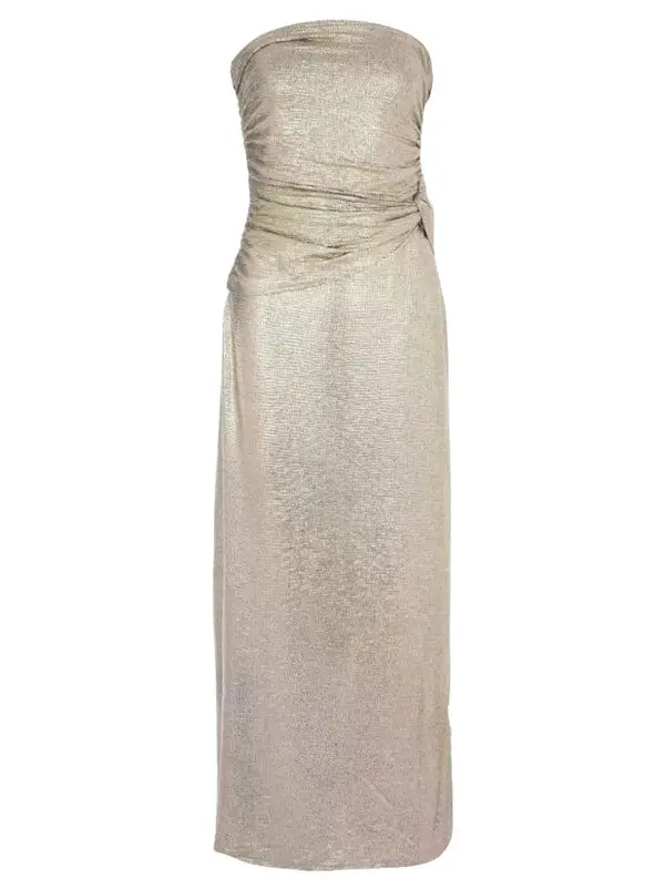 Significant Other Caera Ruched Strapless Maxi Dress - Gold