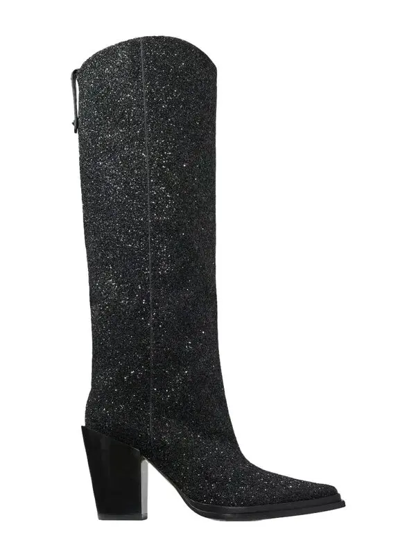 JIMMY CHOO Cece Glitter Pointed Boots - Black