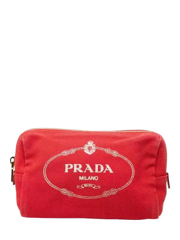 Prada 2010-2025 Canvas Canapa Logo Pouch - Red