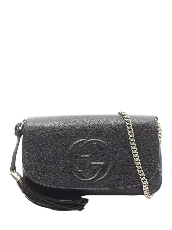 Gucci Grained Leather Interlocking G Soho Crossbody Bag - Black