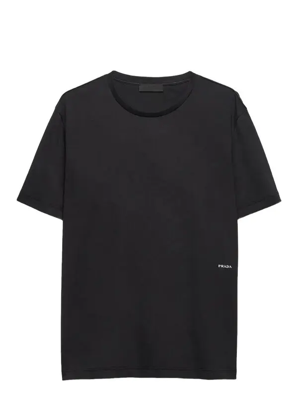 Prada Logo-embroidered Short-sleeve T-shirt - Black