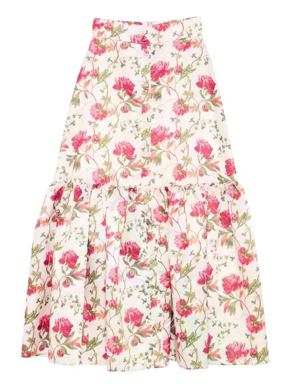 GIADA CURTI Floral-print Skirt - Neutrals