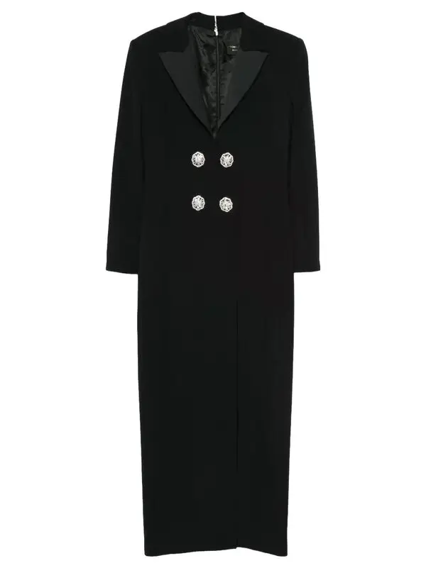 SIMONA CORSELLINI Lapel-embellished Maxi Dress - Black