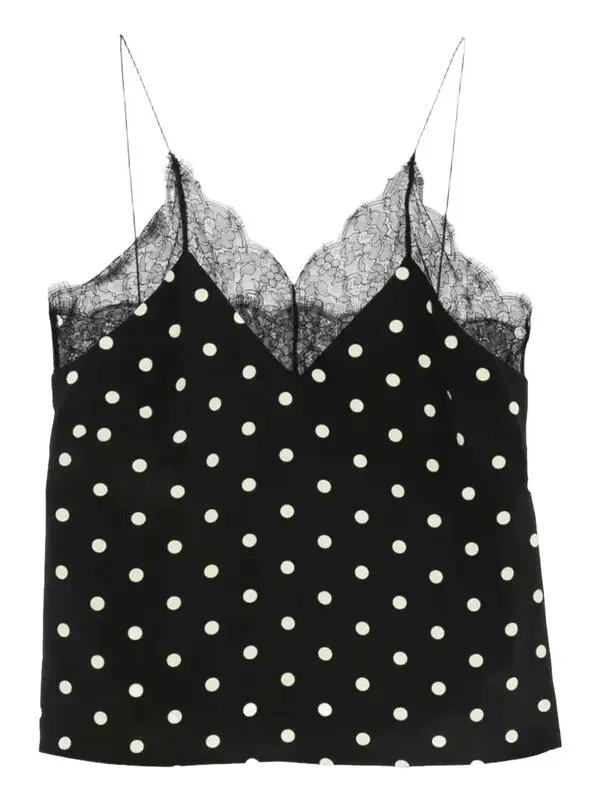 FRANCOISE PINTON - PARIS Polka Dot Lace Camisole - Black