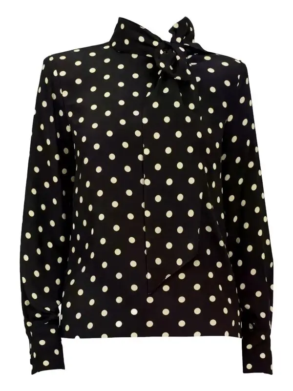 FRANCOISE PINTON - PARIS Polka-dot Blouse With Tie - Black