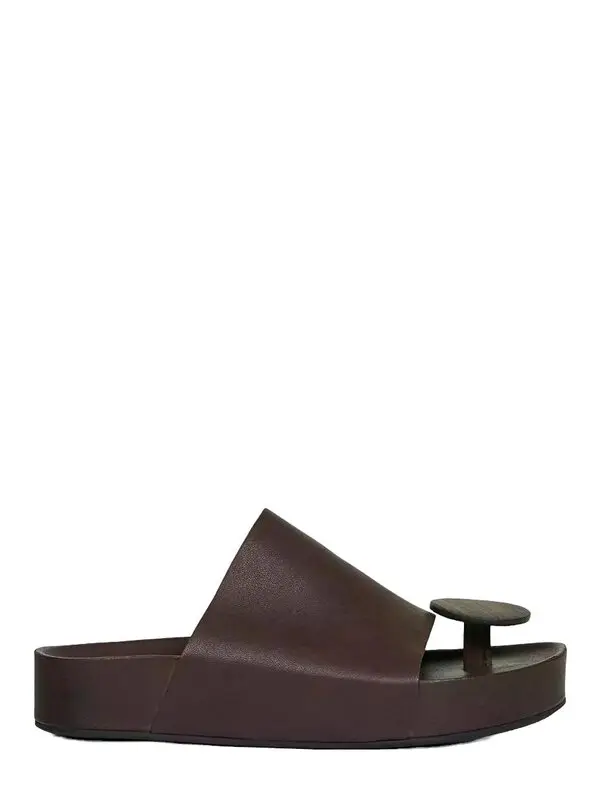 UMA WANG Leather Flat Sandals - Brown