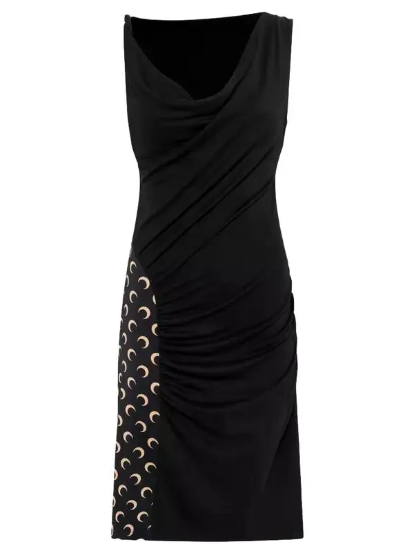 MARINE SERRE Draped Moon-print Dress - Black