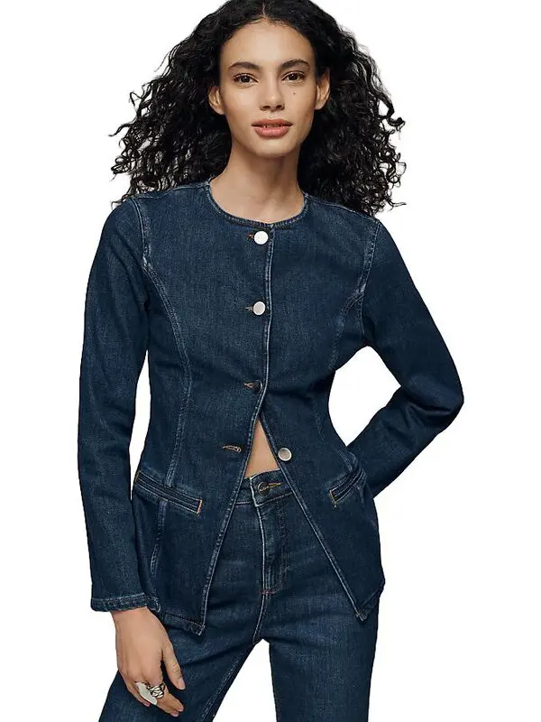 ALIGNE Organic Cotton Denim Blazer Jacket - Ocean Blue