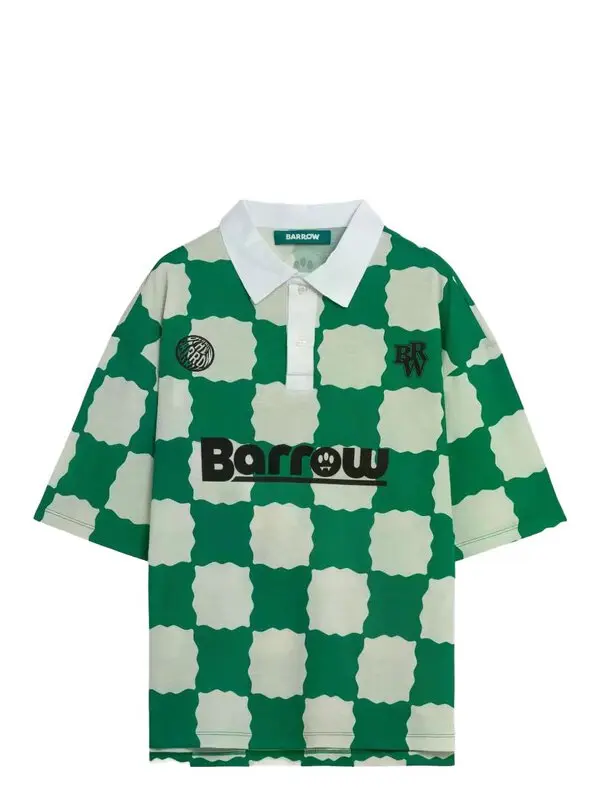 BARROW Checkered Logo Polo Shirt - Green