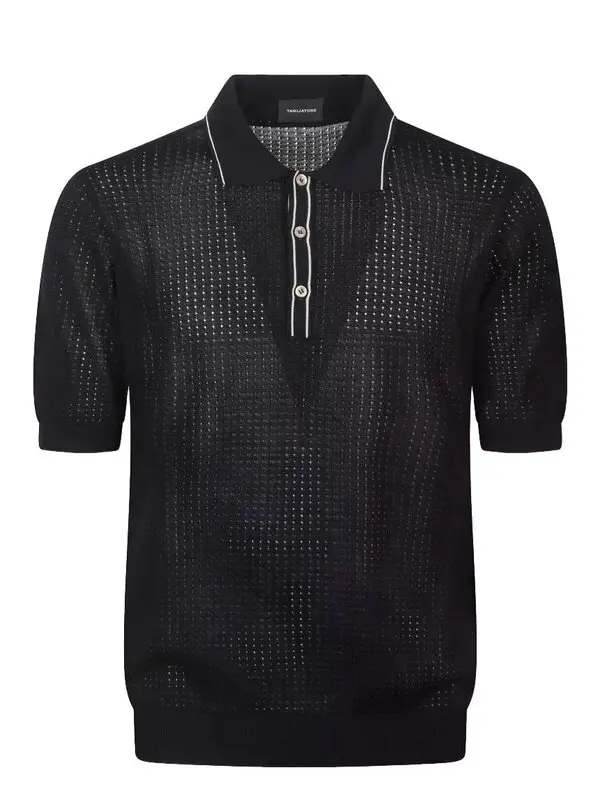 Tagliatore Perforated-design Polo Shirt - Black