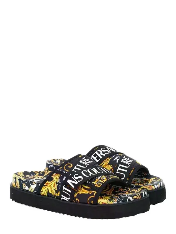 Versace Barrocco-print Sandals - Black