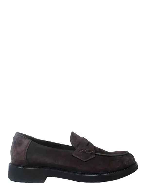 Canali Panelled Penny Leather Loafers - Brown