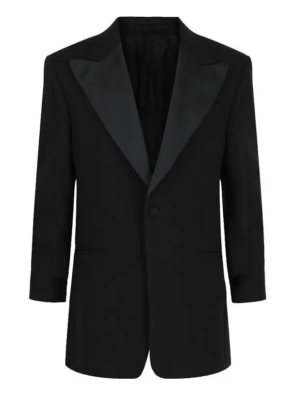 FERRAGAMO Silk Peaked Lapel Blazer - Black