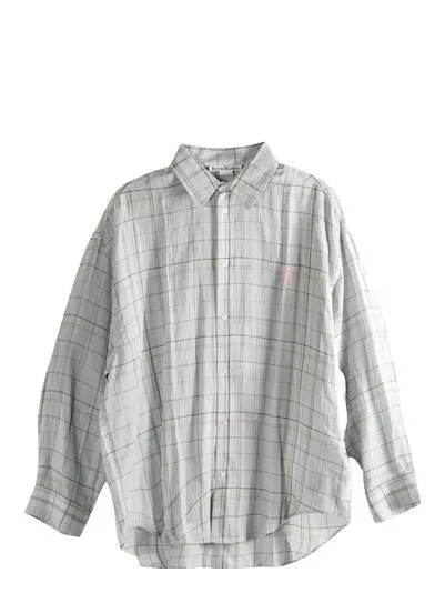 Acne Studios Plaid Buttonup Long Sleeves Shirt - Ash Grey/pink