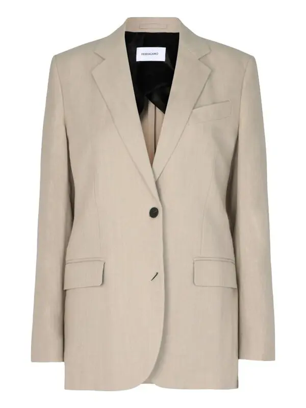 FERRAGAMO Single-breasted Blazer - Bone