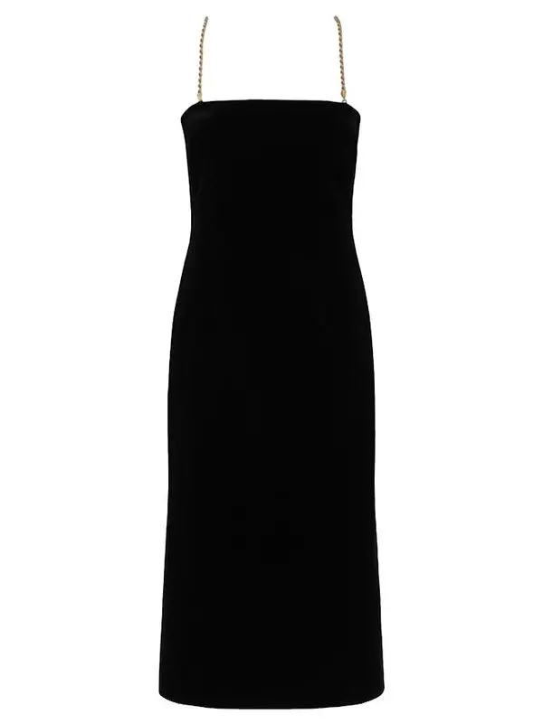 FERRAGAMO Midi Tube Dress With Twisted Chain Straps - Black