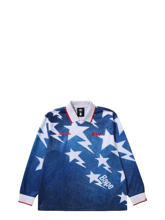 Adidas X Bape Lsl Star Jersey - Medium Blue Denim