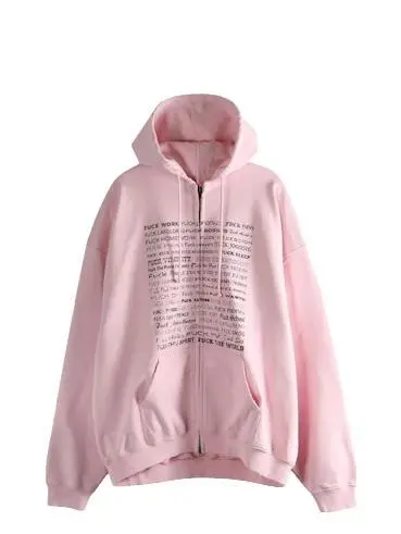 Vetements Fuck Everything Zip-up Hoodie - Washed Out Pink