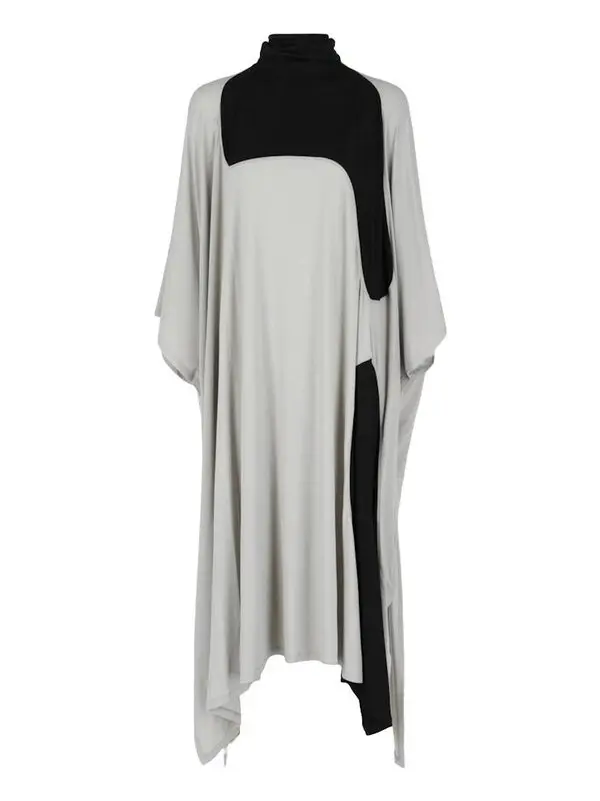 FERRAGAMO High Neck Kaftan With Sash Inlay - Light Grey