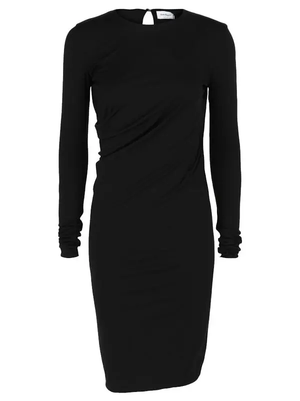 FERRAGAMO Ruched Midi Dress - Black