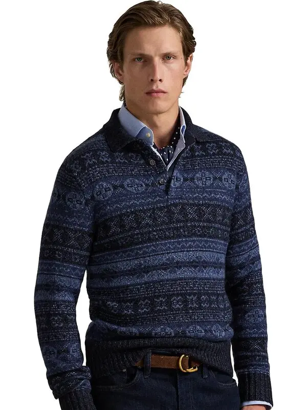 Ralph Lauren Fair Isle Wool-linen Polo Sweater - Navy Multi