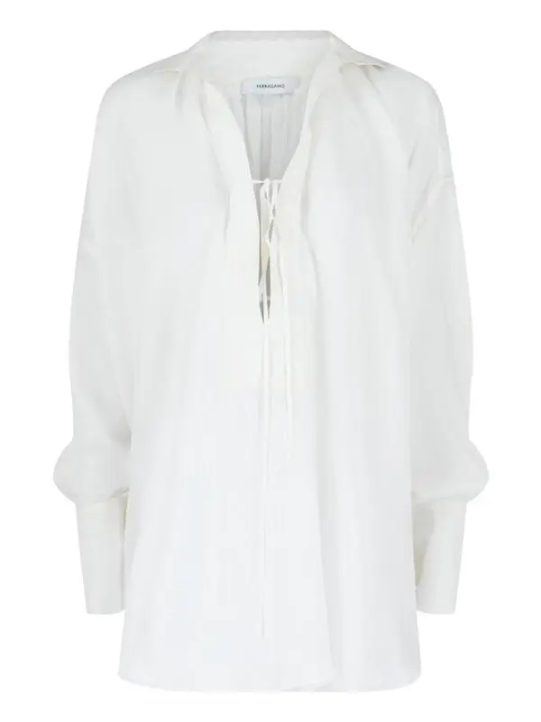 FERRAGAMO Silk-blend Tunic Top - White