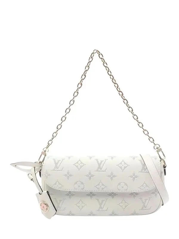 LOUIS VUITTON Monogram Perforated Leather Ivy Wallet On Chain Satchel - White