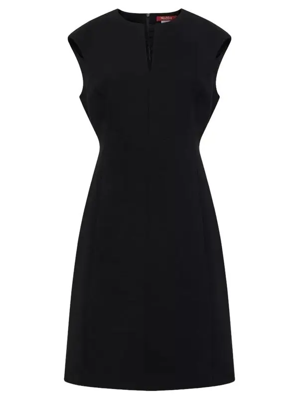 Max Mara Giunto V-notch Cap-sleeves Dress - Black