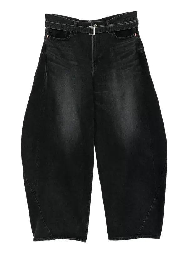 Sacai Faded Wide-leg Jeans - Black
