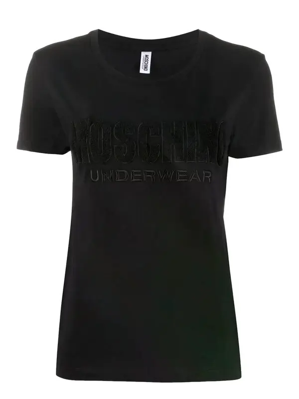 Moschino Logo Embroidered T-shirt - Black
