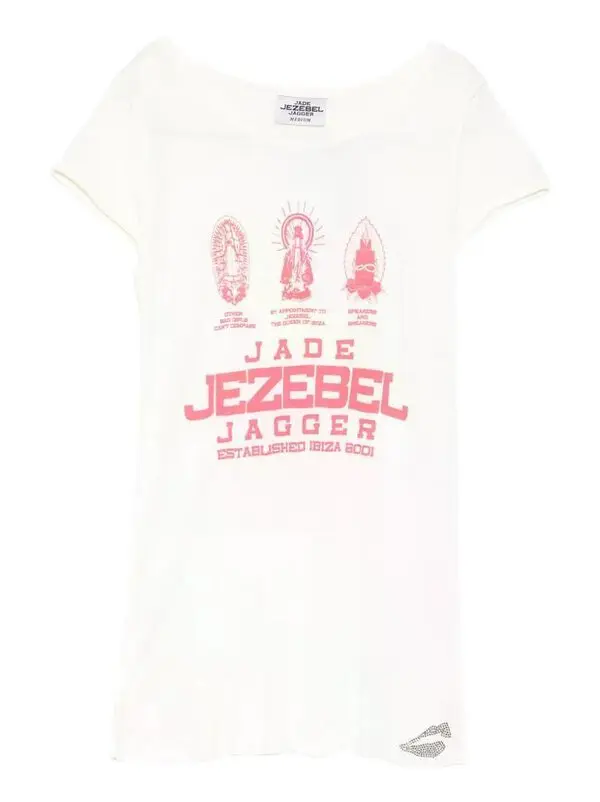 JADE JAGGER Logo-print T-shirt - Neutrals