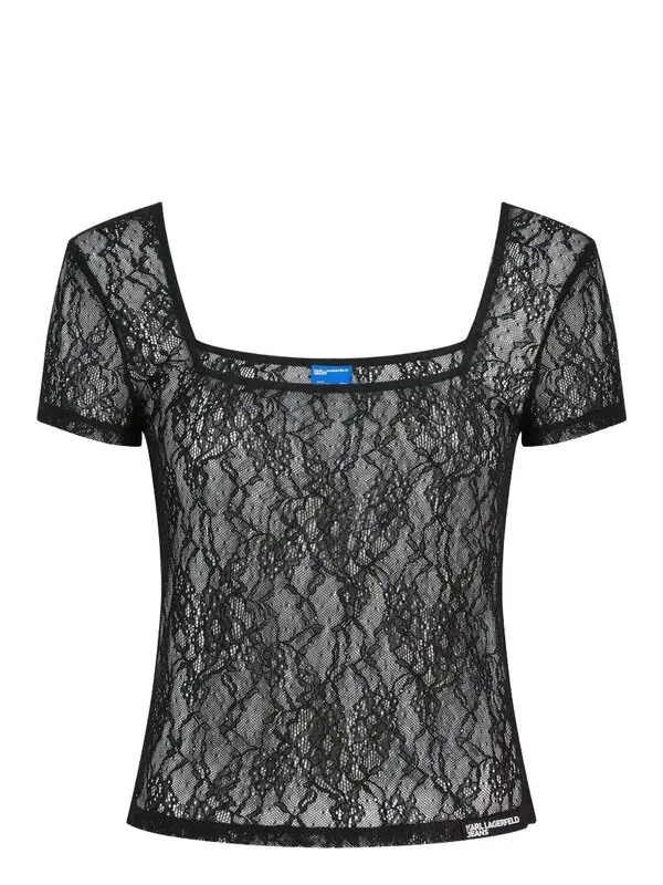 Karl Lagerfeld Lace Square-neck Blouse - Black