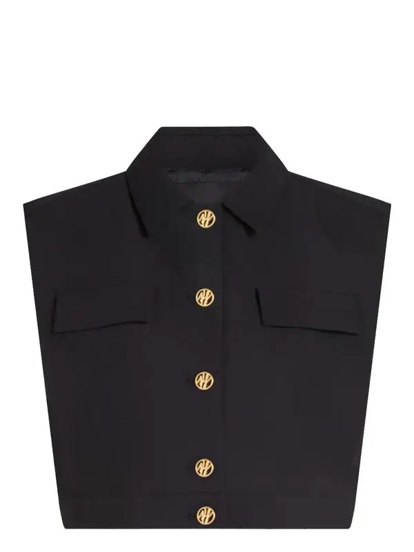 Karl Lagerfeld Pocket Button Top - Black